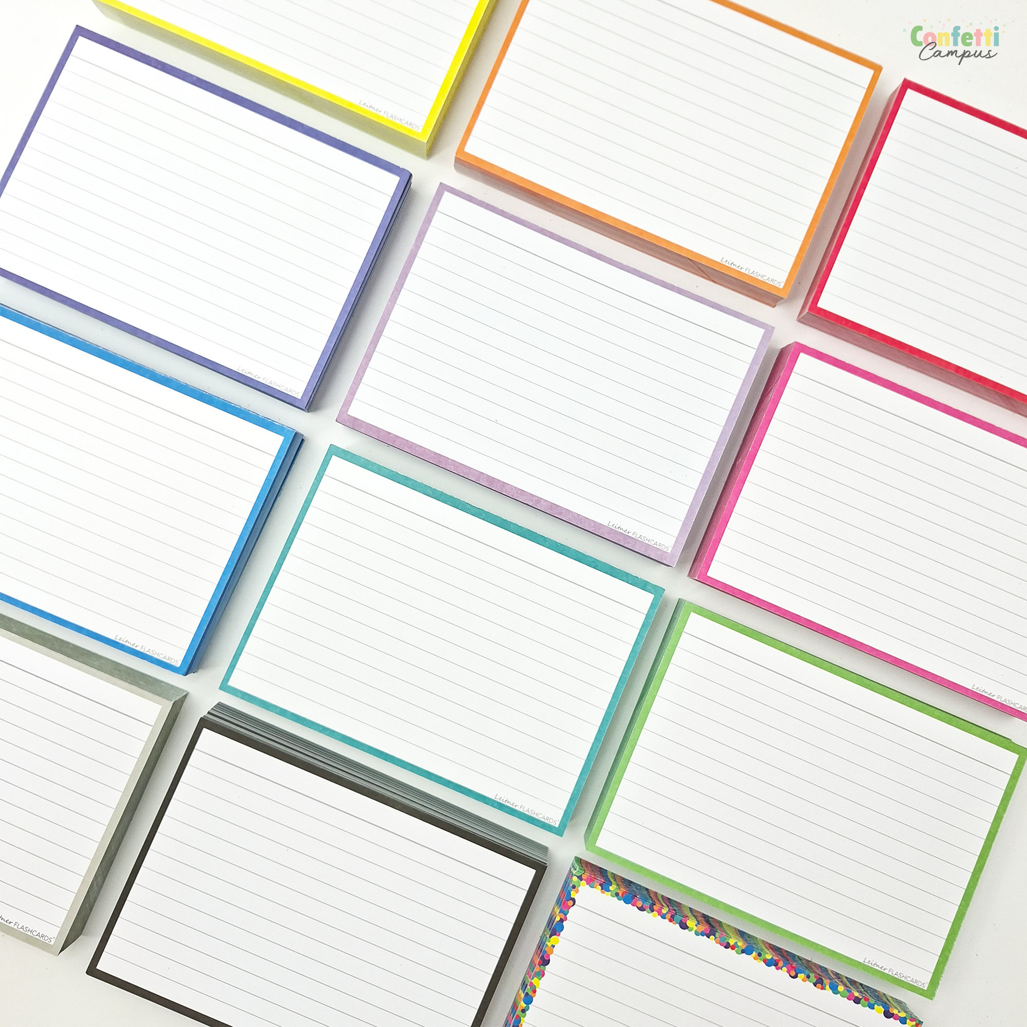 Leitner Flashcards Pakket A6 500 stuks - Confetti Campus