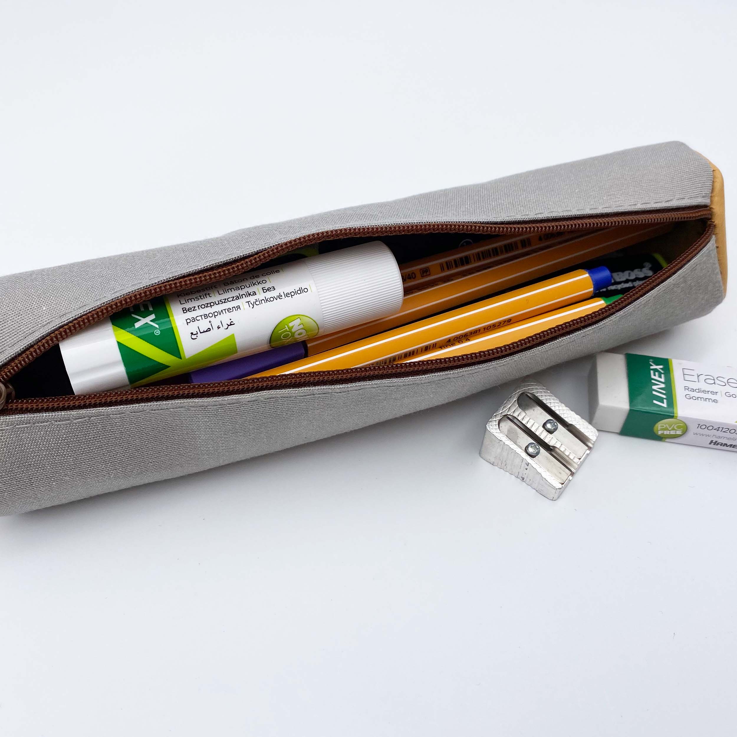 Oxford Etui canvas & leer rond grijs - Confetti Campus