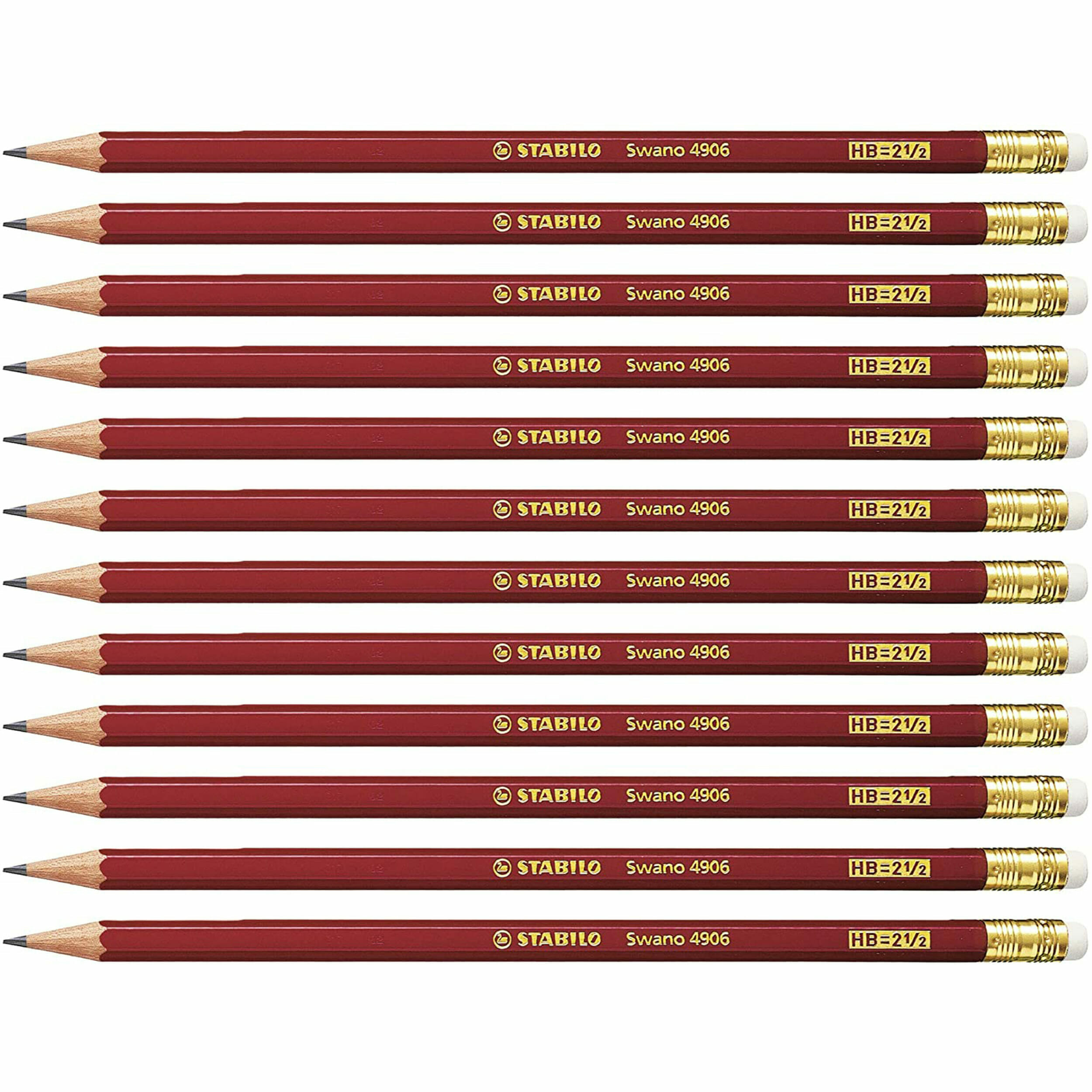 STABILO Swano® HB potlood met gum rood gelakt