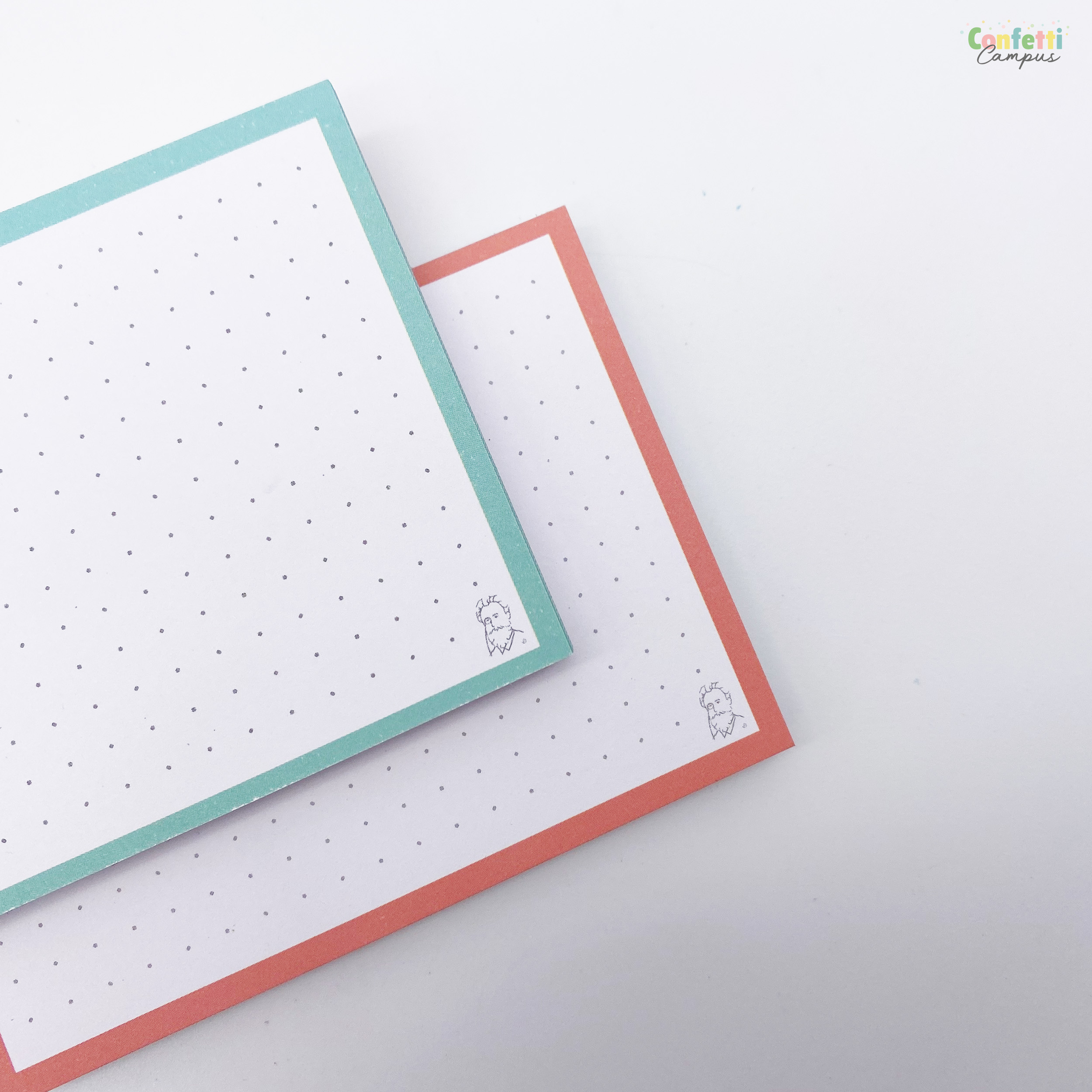 Leitner Flashcards A7 Duo Dotted Mint-Peach Icetea - Confetti Campus