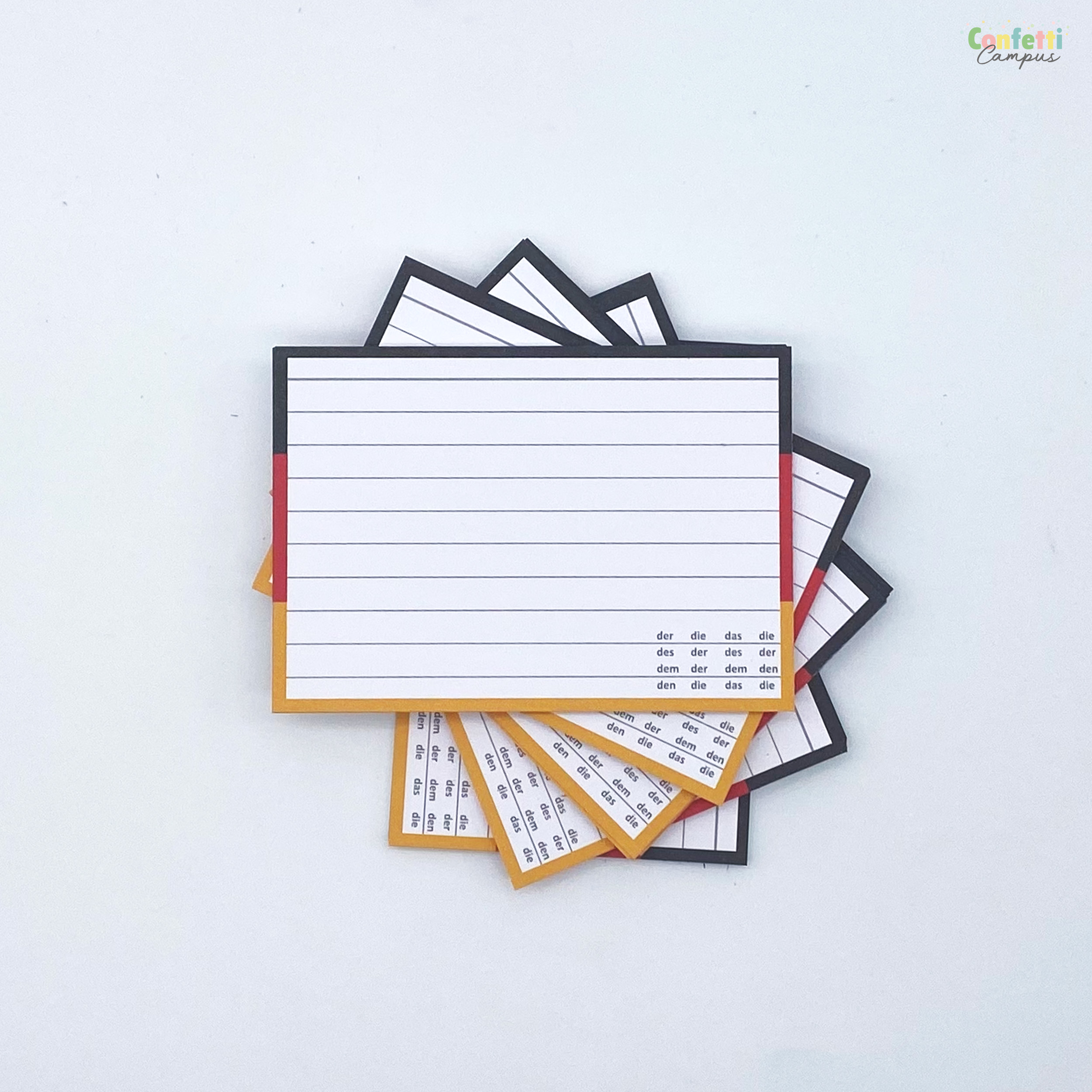 Leitner Flashcards A7 Duits gelinieerd - Confetti Campus