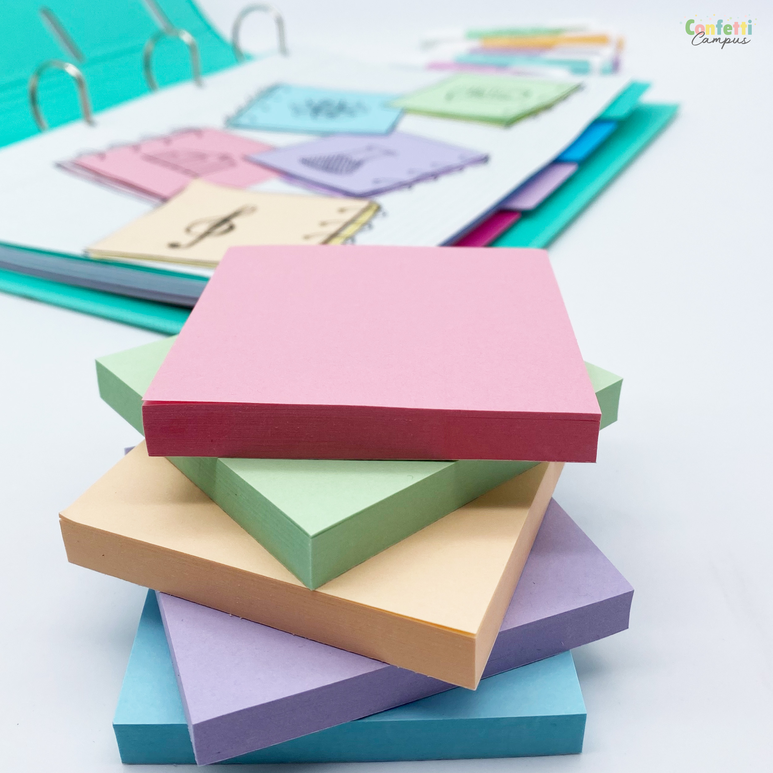 Info Notes Sticky Notes Vierkant 600 stuks 6 Kleuren Pastel