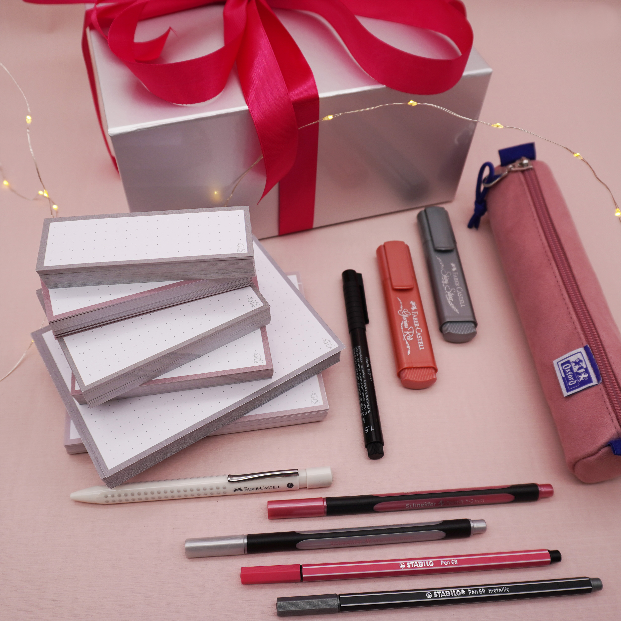 Pretty Notes & Flashcards Giftset Roze - Zilver - Confetti Campus