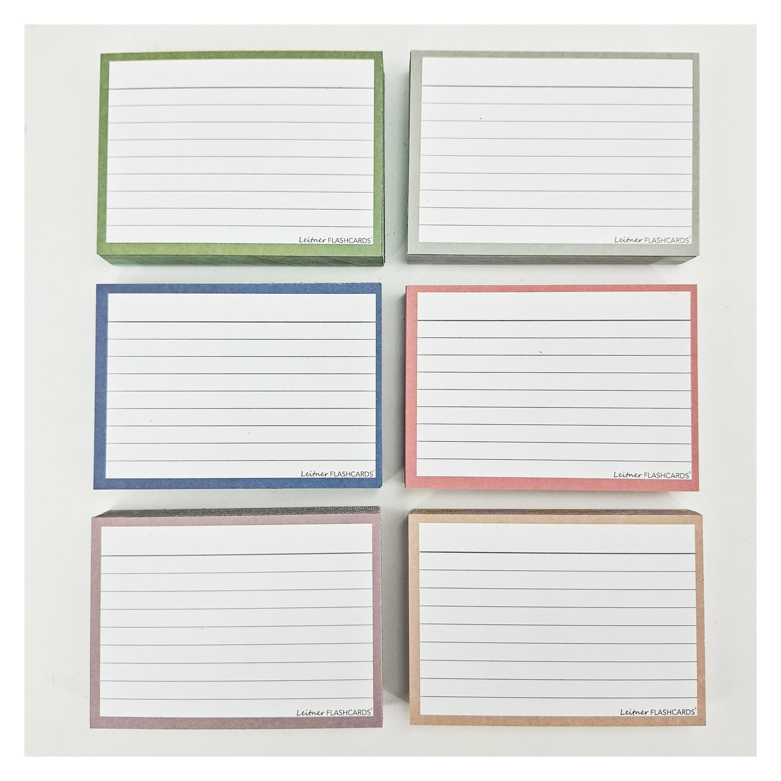 Leitner Flashcards A7 Gelinieerd Greige - Confetti Campus