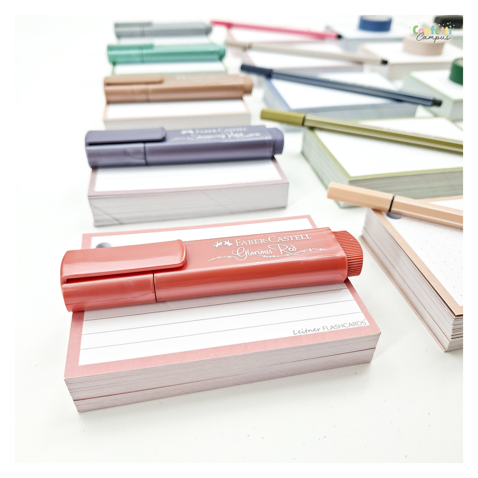 Leitner Flashcards A7 Gelinieerd Oud Roze - Confetti Campus