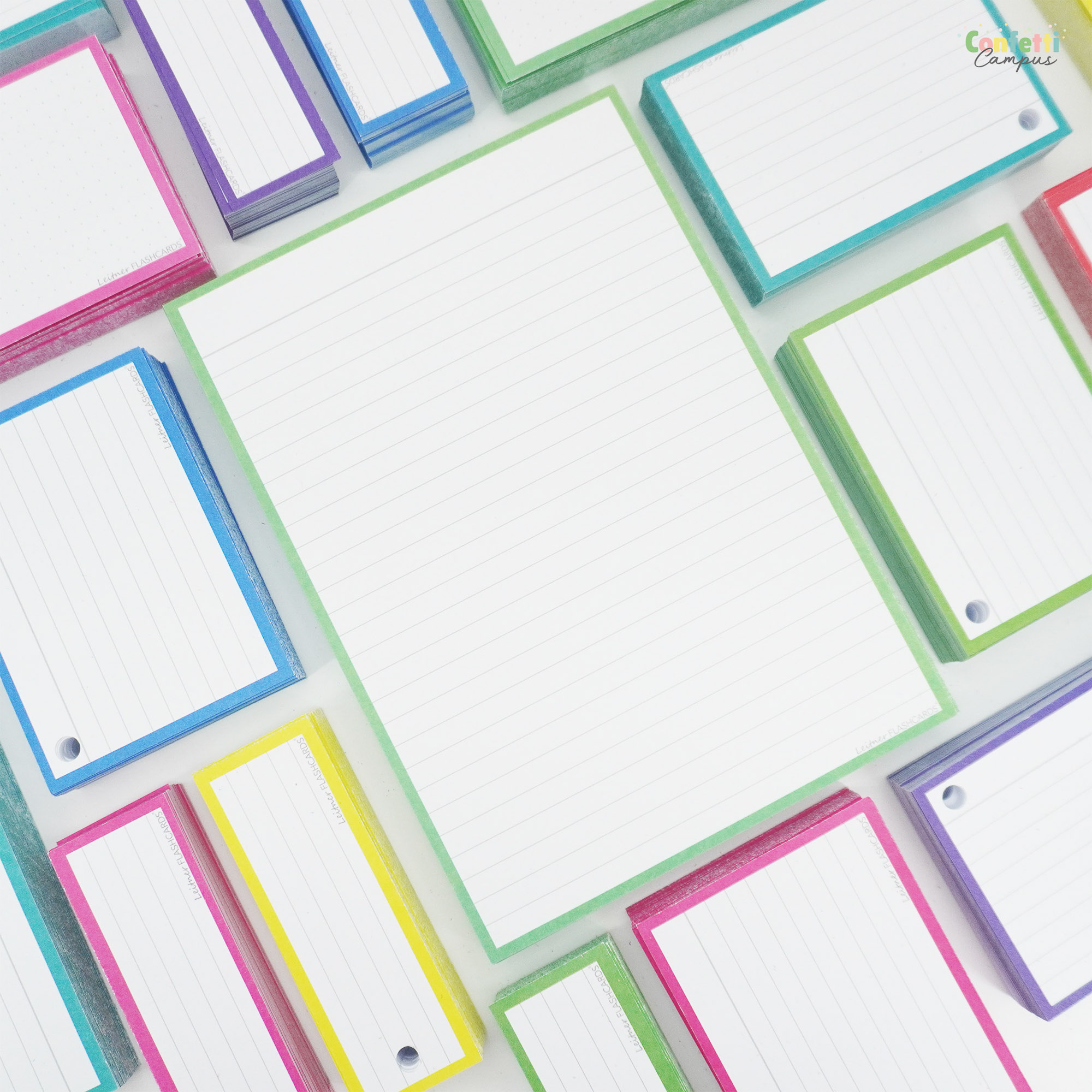 Leitner Flashcards A5 Staand Gelinieerd Groen