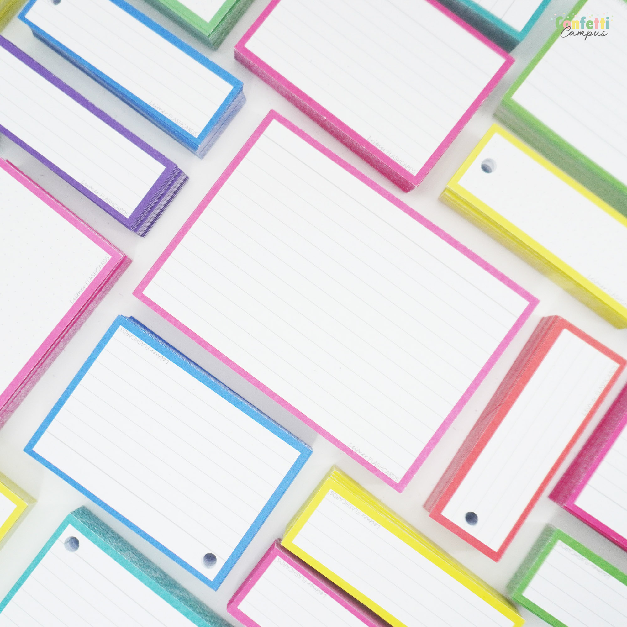 Leitner Flashcards A6 Gelinieerd Roze - Confetti Campus