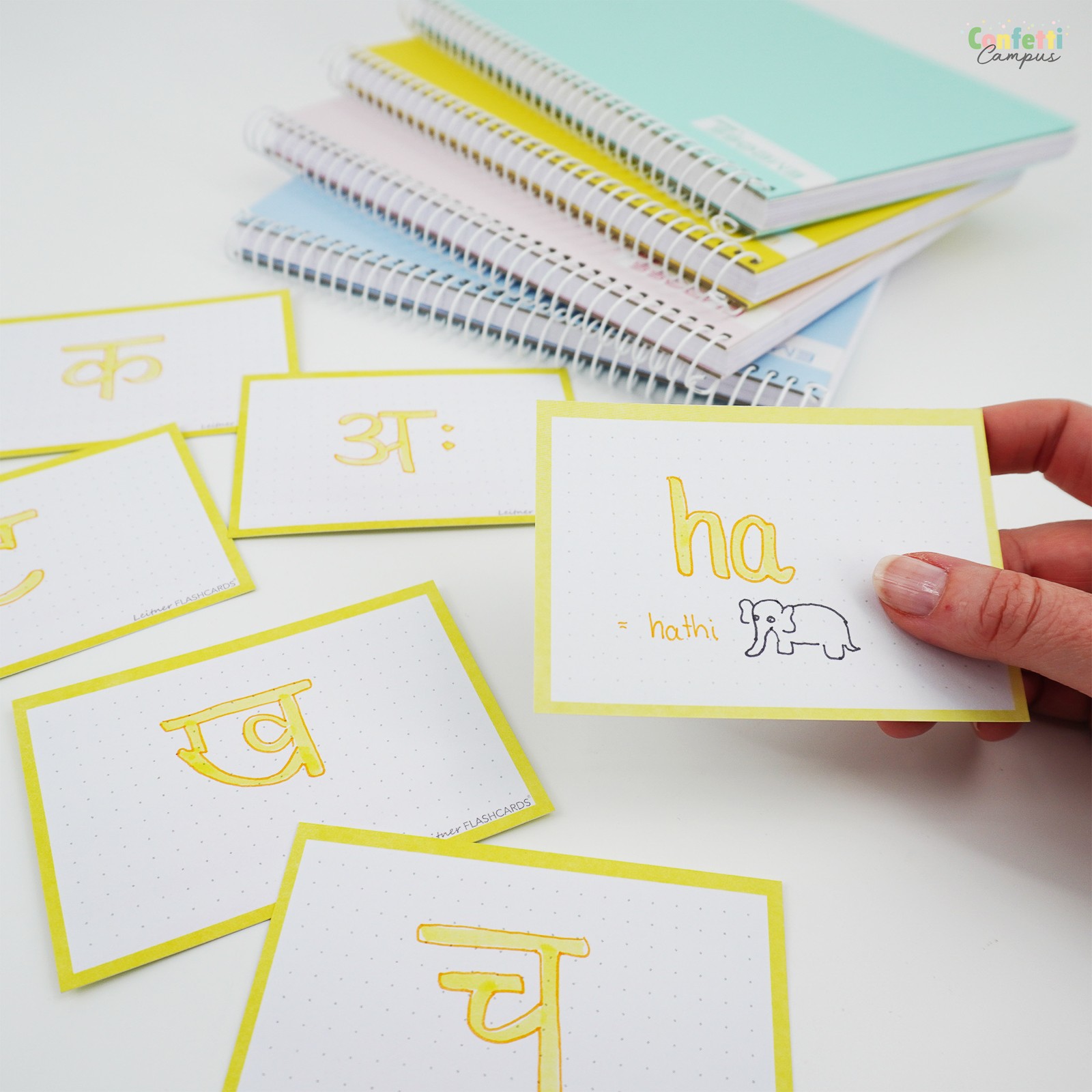 Leitner Flashcards A7 Dotted Pastel Geel - Confetti Campus
