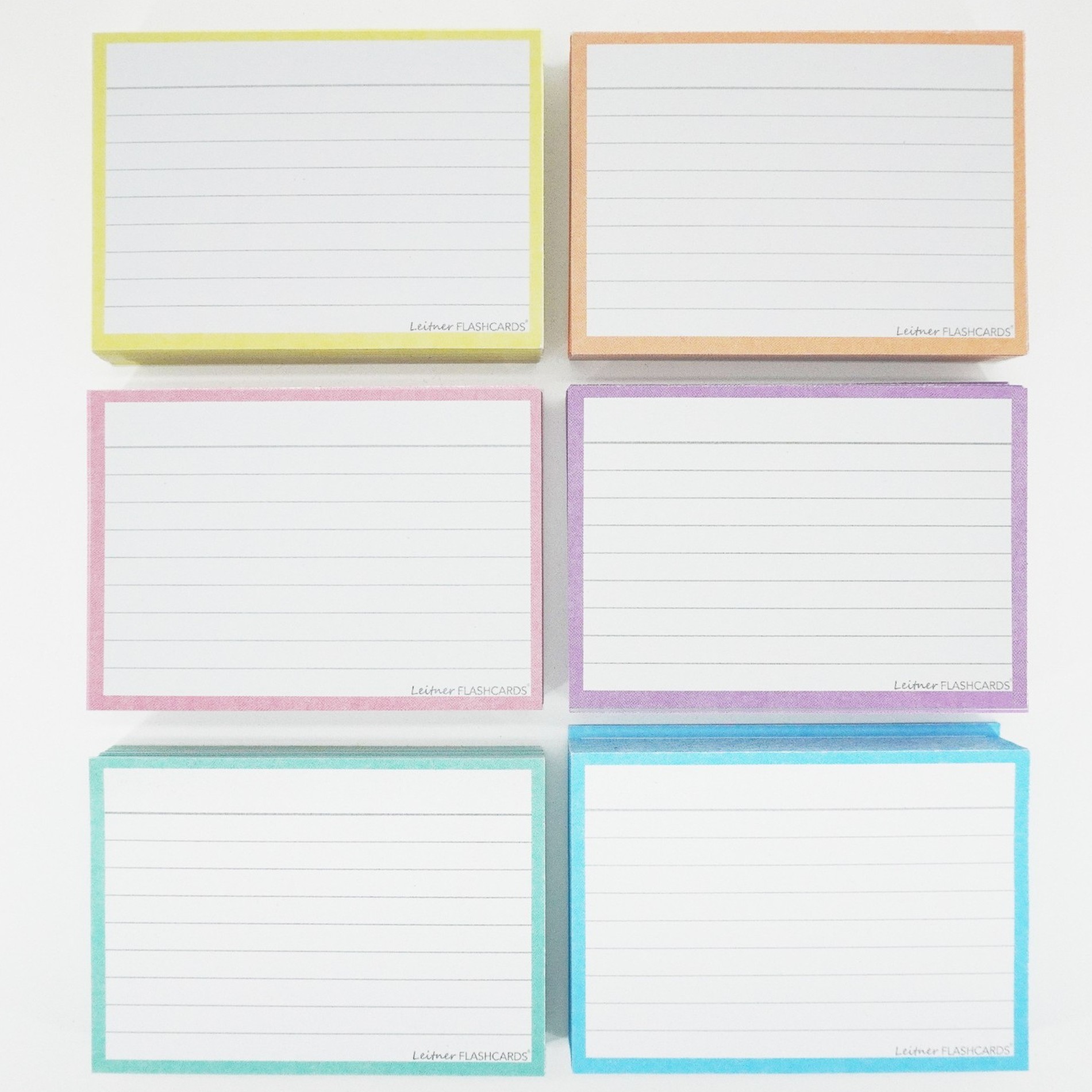 Leitner Flashcards Pakket A7 Gelinieerd Pastel 300 stuks - Confetti Campus