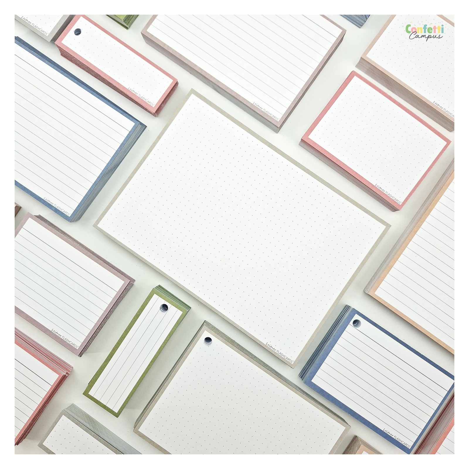 Leitner Flashcards A5 Dotted Grijs - Confetti Campus