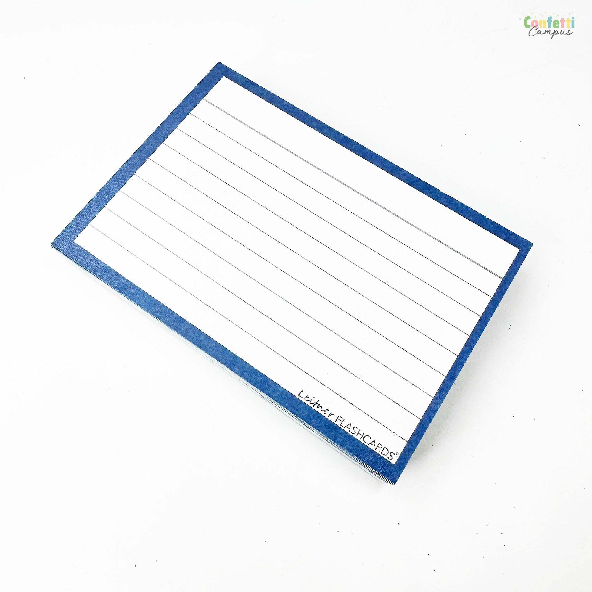 Leitner Flashcards A7 Gelinieerd Staal Blauw - Confetti Campus