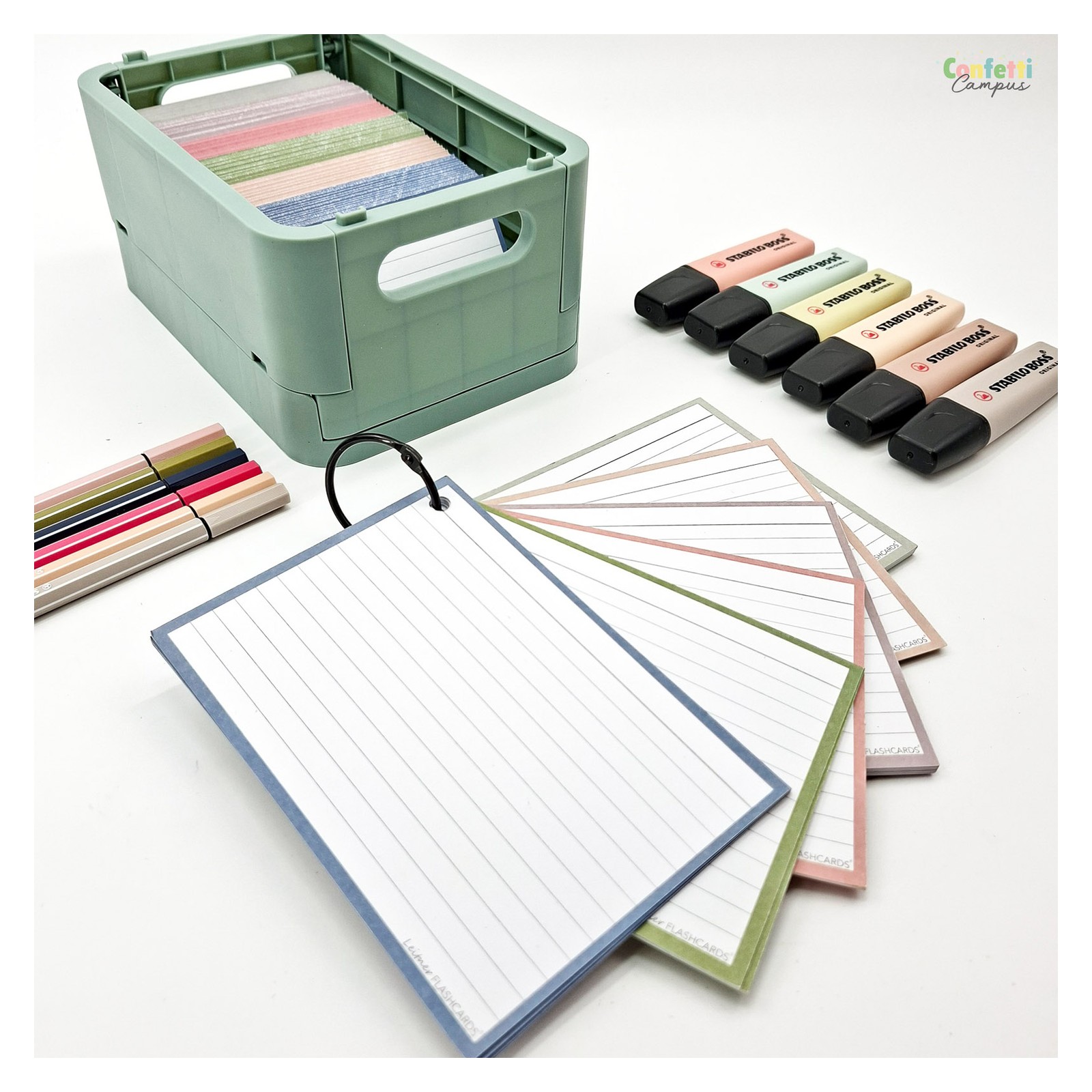Leitner Flashcards Pakket A6 Nature 300 stuks - Confetti Campus