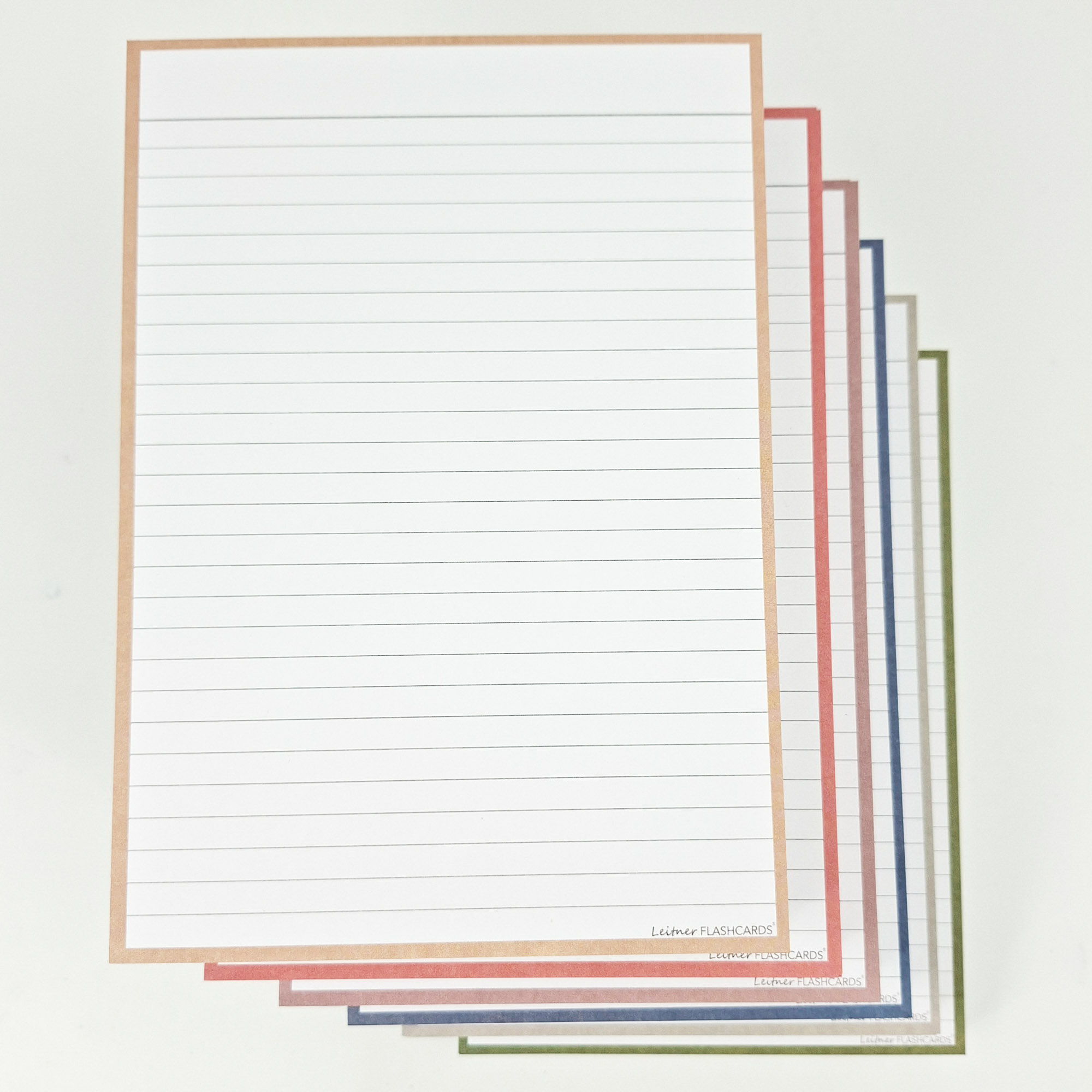 Leitner Flashcards Pakket A5 Gelinieerd Nature 300 stuks - Confetti Campus