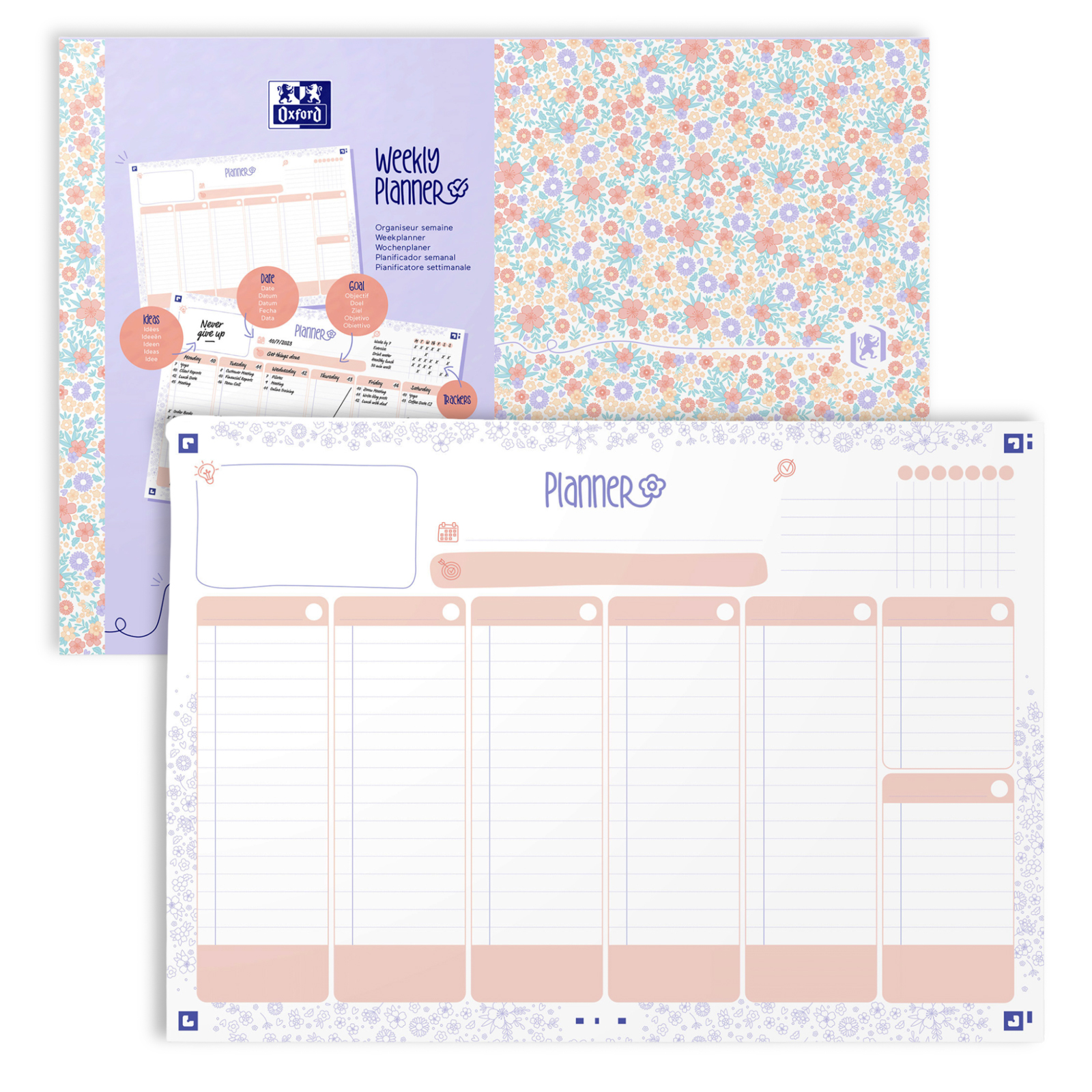 Oxford Weekly Planner A4 Floral Lila - Confetti Campus
